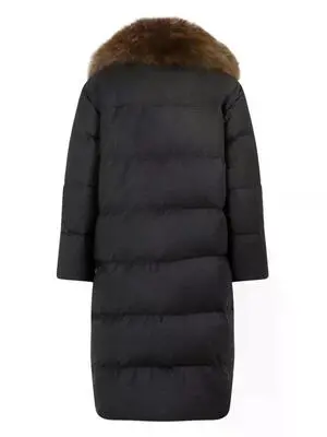 YVES SALOMON Quilted Coat With Faux Fur Collar