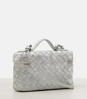 Bottega Veneta Metallic Leather Vanity Bag - Silver