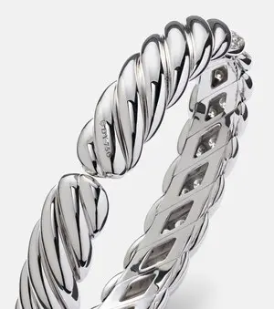 David Yurman Sculpted Cable Flex 18kt White Gold Bracelet With Diamonds