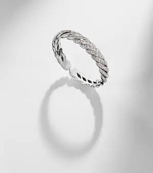 David Yurman Sculpted Cable Flex 18kt White Gold Bracelet With Diamonds