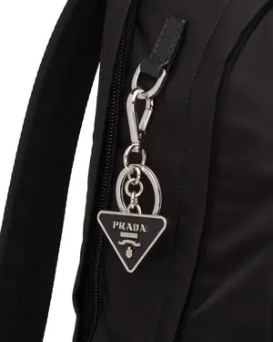 Prada Saffiano Leather And Metal Keychain