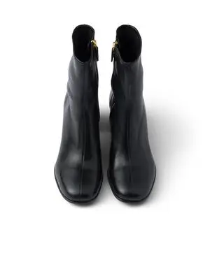 Prada Stretch Nappa Leather Booties With Block Heel