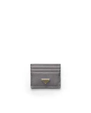 Prada Saffiano Leather Card Holder Chrome