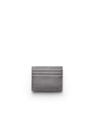 Prada Saffiano Leather Card Holder - Chrome