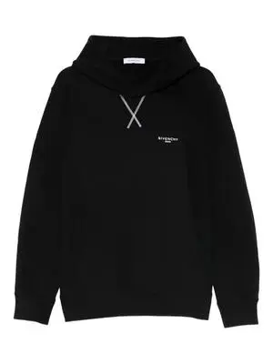 Givenchy Cross-stitching Logo Detail Hoodie - Black