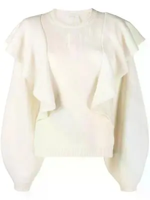 Chloé Ruffle Detail Cashmere Jumper - Neutrals