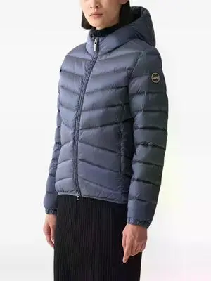 COLMAR Padded Hooded Coat With Chevron Quilting - Blue