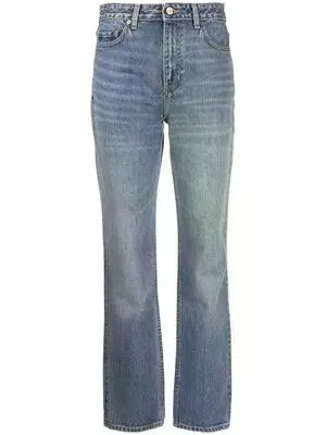 GANNI Logo-patch Straight-leg Jeans