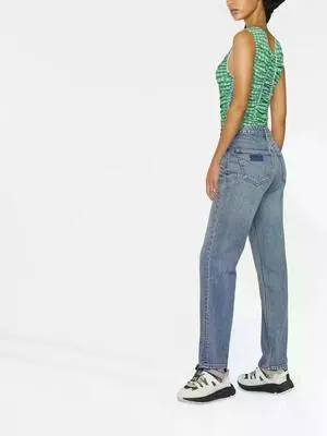 GANNI Logo-patch Straight-leg Jeans