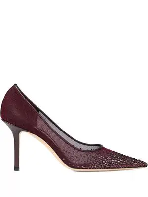 JIMMY CHOO Love Embellished Pointed Toe Pumps - Red