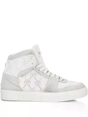Philipp Plein Carson High-top Monogram Sneakers - White