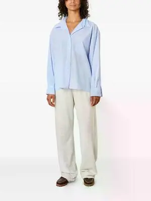 American Vintage Striped Shirt With Classic Collar And Patched Pocket