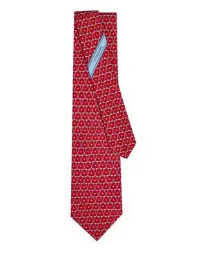 FERRAGAMO Printed Silk Neck Tie - Red