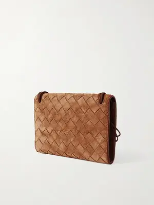 Bottega Veneta Small Andiamo Intrecciato Suede Shoulder Bag - Brown