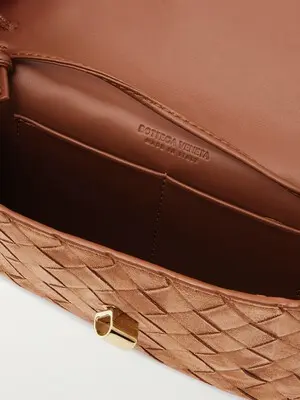 Bottega Veneta Small Andiamo Intrecciato Suede Shoulder Bag - Brown