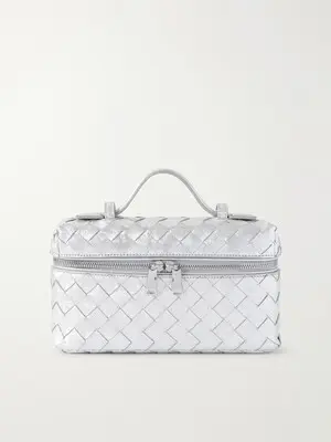 Bottega Veneta Bang Bang Intrecciato Distressed Metallic Leather Tote - Silver