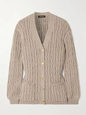 Loro Piana Cable-knit Cashmere-blend Cardigan - Neutrals