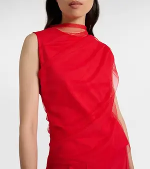 Dorothee Schumacher Draped Tulle Top - Red