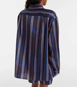 Asceno Maya Striped Silk Charmeuse Pajama Shirt
