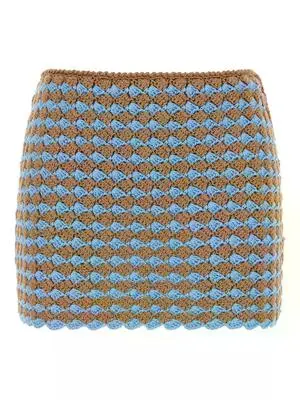 Prada Crochet-knit Mini Skirt - Brown