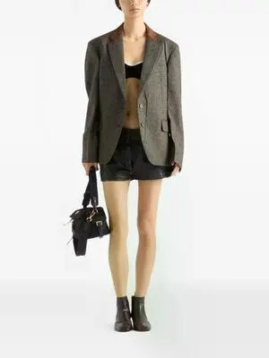 Prada Suede-panel Chevron Wool Jacket
