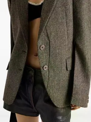 Prada Suede-panel Chevron Wool Jacket