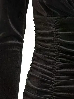 ACTUALEE Velvet Ruched Long Sleeve Dress