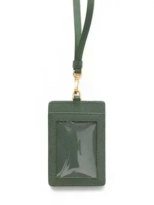 Prada Triangle-logo Leather Badge Holder - Green