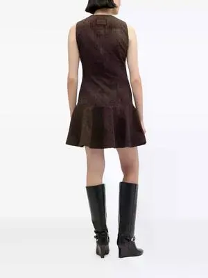 GANNI Sleeveless Polka Dot V-neck Button Up Dress