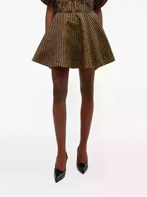 GANNI Gingham Check Mini Skirt - Neutrals