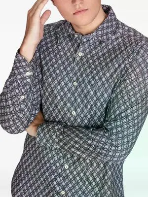 TINTORIA MATTEI 954 Button-fastening Pattern Shirt - Grey