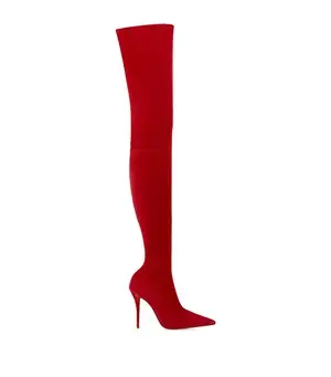 CHRISTIAN LOUBOUTIN Miss Z Botta Alta Suede Over-the-knee Boots - Red