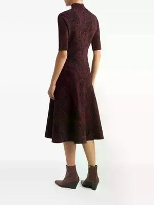 Etro Paisley Motif Knit Midi Dress - Red