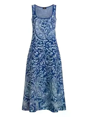 Etro Paisley Jacquard Midi Dress - Blue