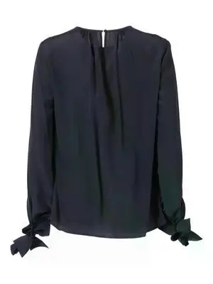 Max Mara Silk Tie-detail Long-sleeve Top