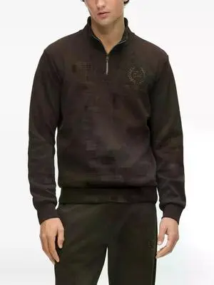 Karl Lagerfeld Logo-embroidered Half-zip Sweatshirt - Brown
