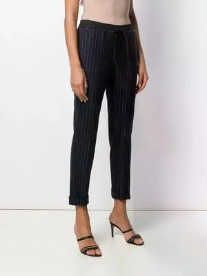 P.a.r.o.s.h Navy Pinstripe Stretch Virgin Wool Trousers
