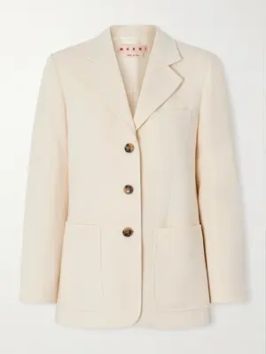 Marni Single-breasted Wool-crepe Blazer - Neutrals