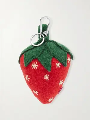 THE ELDER STATESMAN Strawberry Crocheted Cashmere Keychain