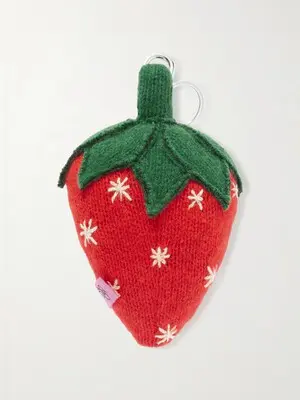 THE ELDER STATESMAN Strawberry Crocheted Cashmere Keychain