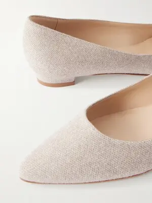 Manolo Blahnik Tweed Ballerina Flats - Gray