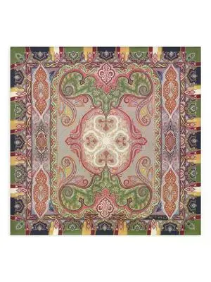 Etro Floral Paisley Silk Pocket Square - Neutrals