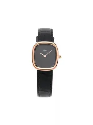 DANIEL WELLINGTON Square Case Watch With Croc Leather Strap - Black