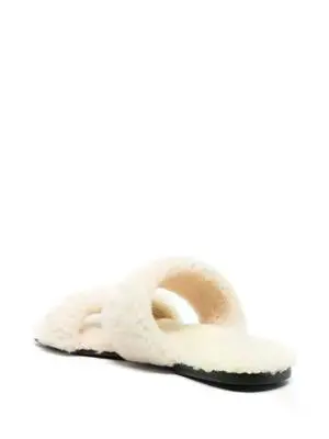 Saint Laurent Shearling Flat Slides