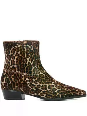 SUMMERY COPENHAGEN Studios 30mm Leopard Print Calf Hair Boots - Brown