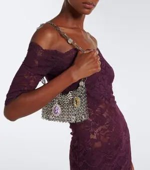 Rabanne 1969 Nano Embellished Shoulder Bag - Silver