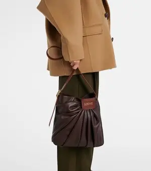 Loewe Draped Leather Tote Bag - Brown
