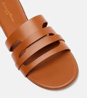 GIANVITO ROSSI Nora Leather Slides - Brown