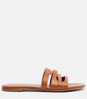 GIANVITO ROSSI Nora Leather Slides - Brown