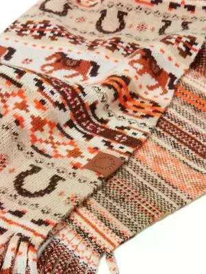 Stella McCartney Fair Isle Horse Horseshoe Pattern Scarf